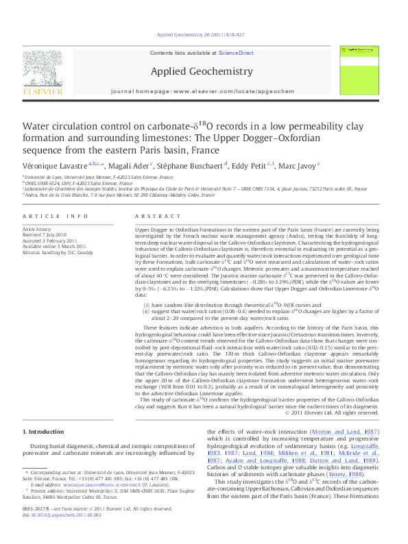 (PDF) Water flow in the Oxfordian and Dogger limestone around the Meuse ...