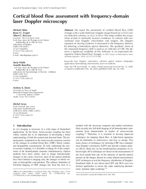 (PDF) Cortical blood flow assessment with frequency-domain laser ...