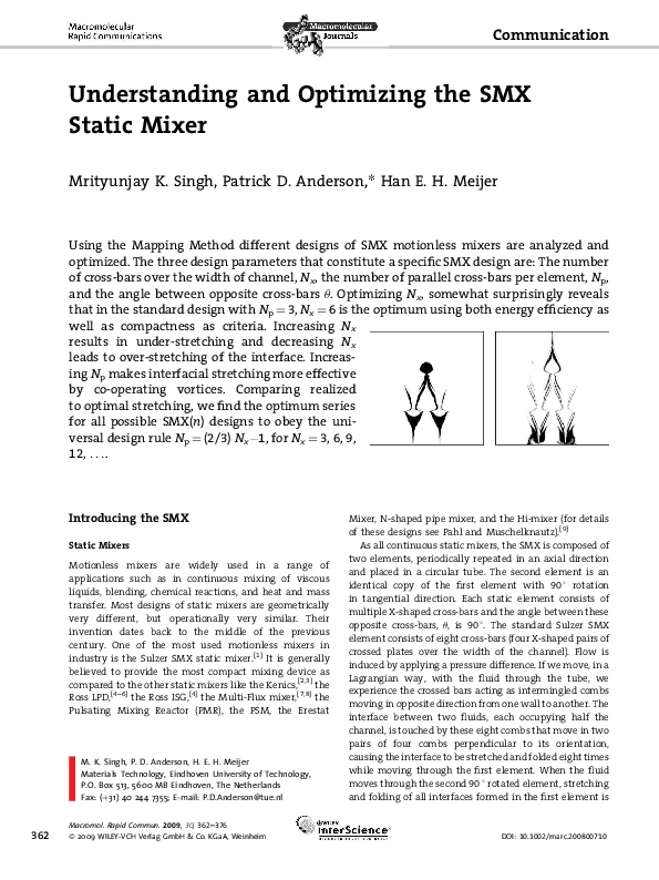 (PDF) Understanding and Optimizing the SMX Static Mixer