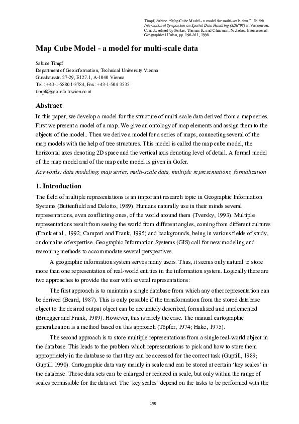 (PDF) Map Cube Model - a model for multi-scale data