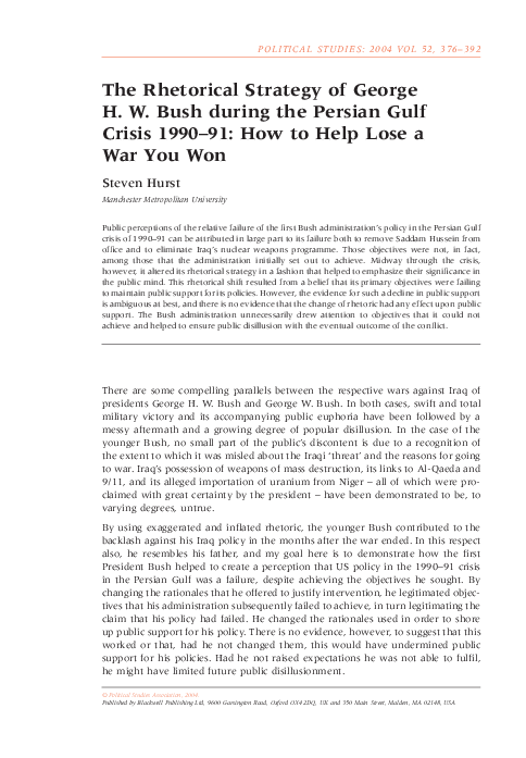 (PDF) The Rhetorical Strategy of George H. W. Bush during the Persian ...
