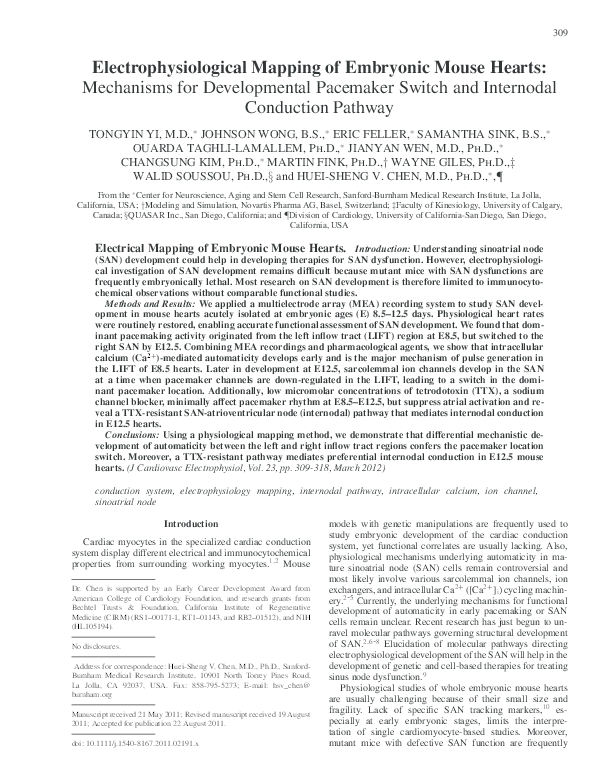 (PDF) Electrophysiological Mapping of Embryonic Mouse Hearts ...