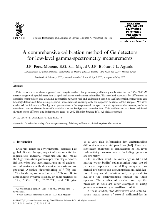 (PDF) A comprehensive calibration method of Ge detectors for low-level ...
