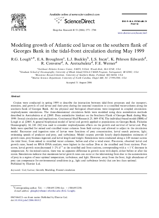 (PDF) Modeling growth of Atlantic cod larvae on the southern flank of ...