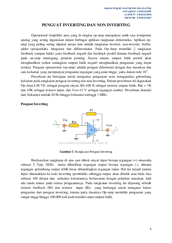 (PDF) PENGUAT INVERTING DAN NON INVERTING