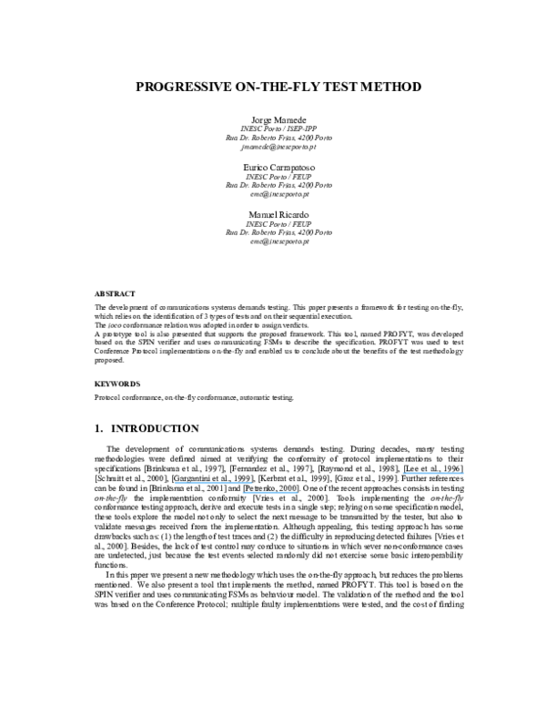 (PDF) Progressive on-the-fly test method
