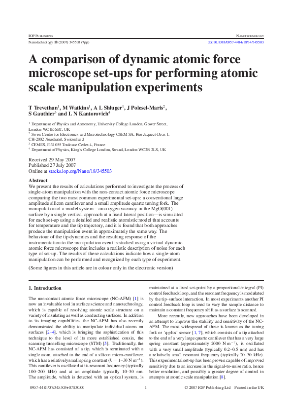 (PDF) A comparison of dynamic atomic force microscope set-ups for performing atomic scale ...