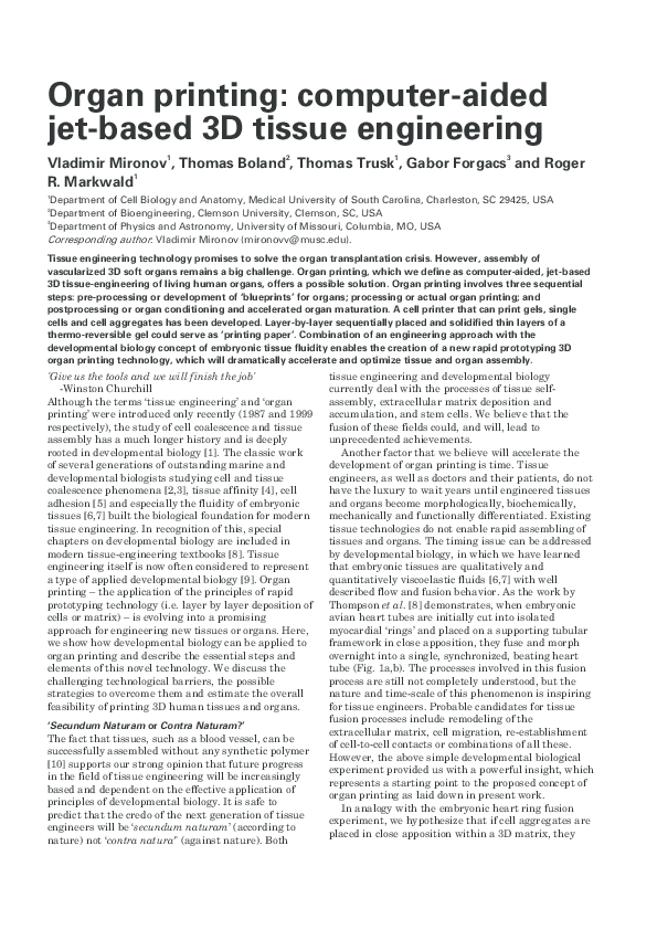 (PDF) Organ printing: computer-aided jet-based 3D tissue engineering