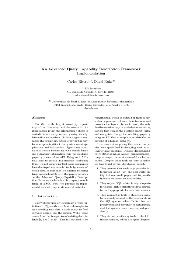 (PDF) An Advanced Query Capability Description Framework Implementation