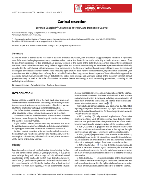 (PDF) Carinal resection