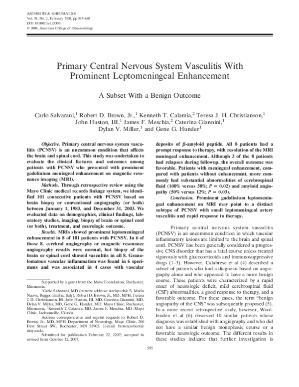 (PDF) Primary central nervous system vasculitis with prominent leptomeningeal enhancement: a ...