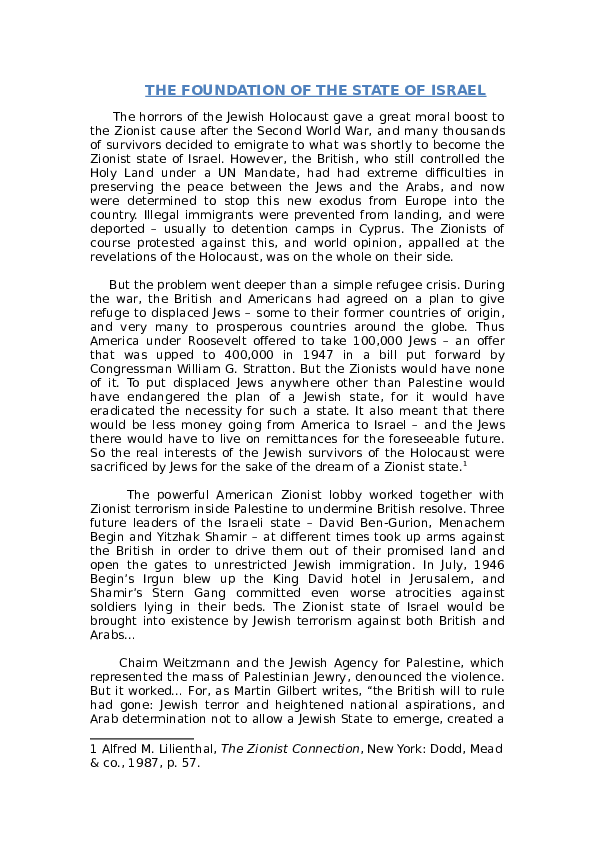 (DOC) THE FOUNDATION OF THE STATE OF ISRAEL