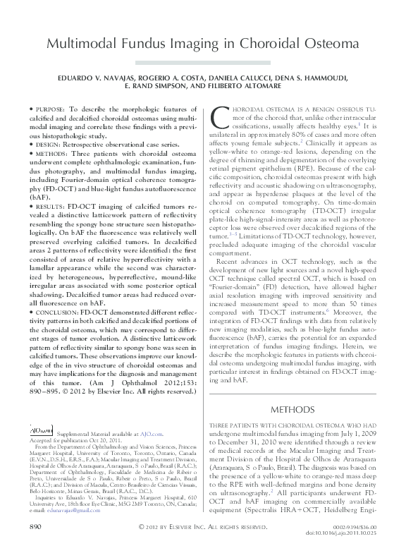 (PDF) Multimodal Fundus Imaging in Choroidal Osteoma