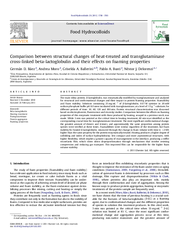 (PDF) Comparison between structural changes of heat-treated and transglutaminase cross-linked ...