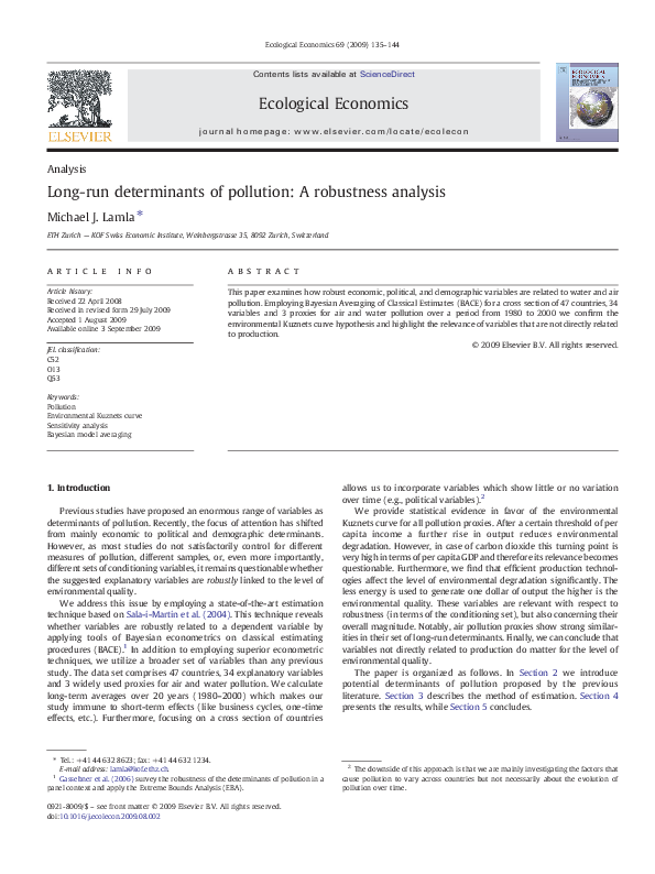 (PDF) Long-run determinants of pollution: A robustness analysis ...