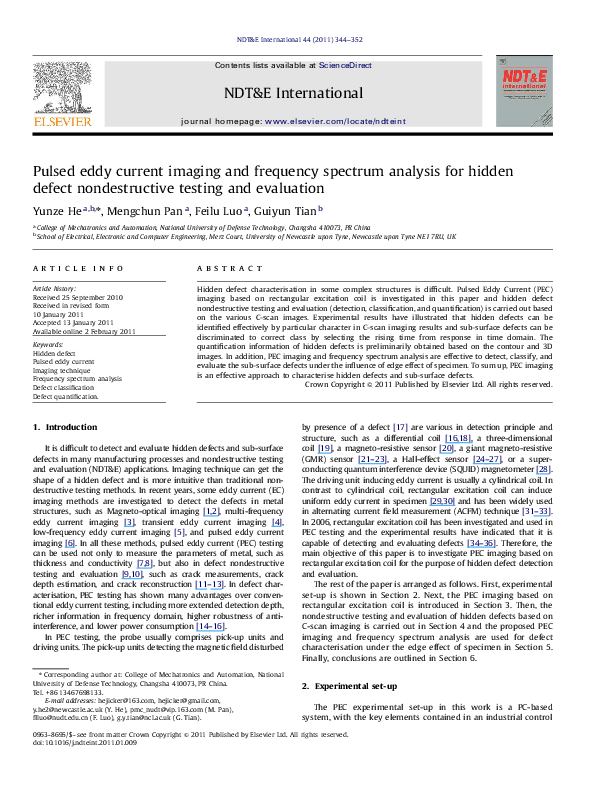(PDF) Pulsed eddy current imaging and frequency spectrum analysis for ...