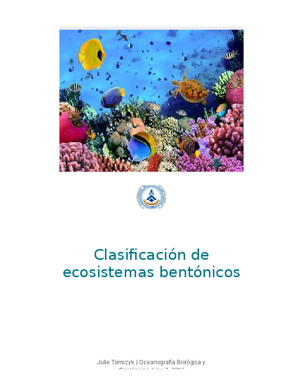 Clasificacion de ecosistemas bentonicos