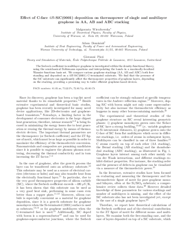 (PDF) Effect of C-face 4H-SiC(0001) deposition on thermopower of single ...