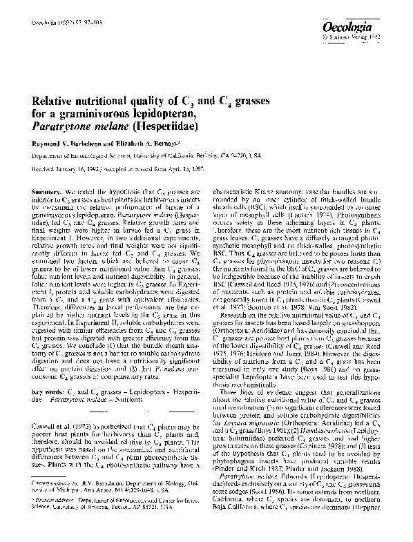 (PDF) Relative nutritional quality of C3 and C4 grasses for a ...