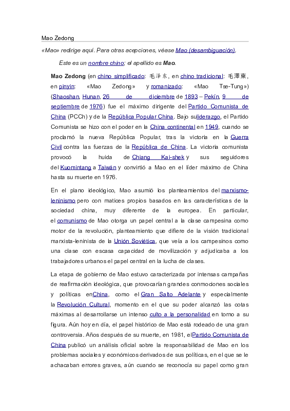 (DOC) Mao Zedong