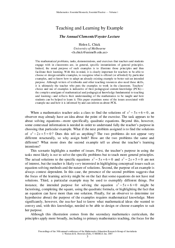 (PDF) Teaching and learning by example