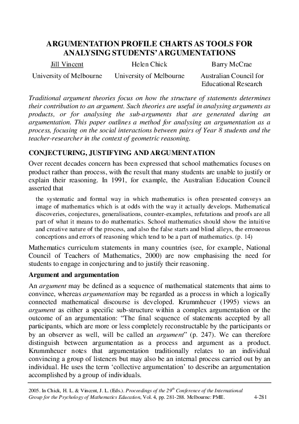(PDF) Argumentation Profile Charts as Tools for Analysing Students ...