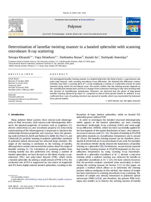 (PDF) Determination of lamellar twisting manner in a banded spherulite ...