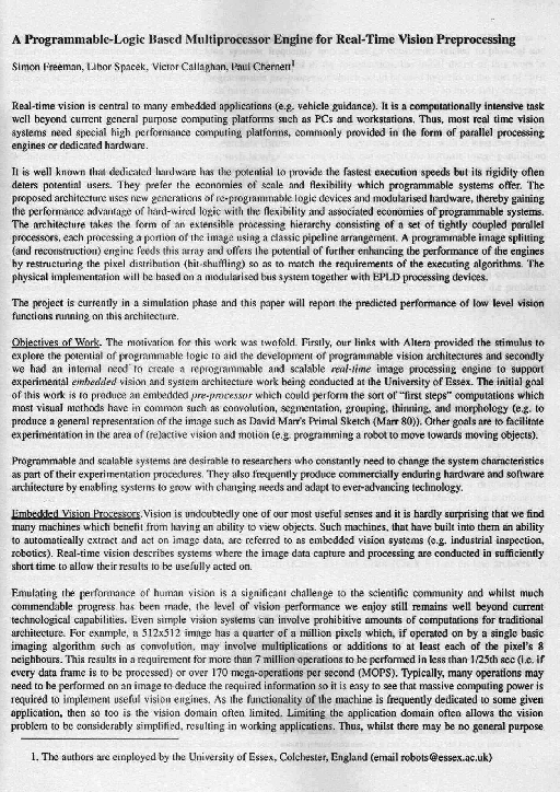 (PDF) A programmable-logic based multiprocessor engine for real-time vision preprocessing