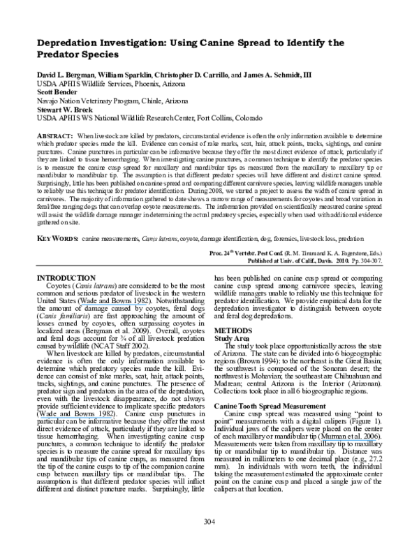 (PDF) Depredation Investigation: Using Canine Spread to Identify the ...
