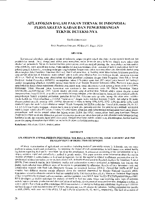 (PDF) Aflatoksin pada Pakan Ternak dan teknik Deteksinya