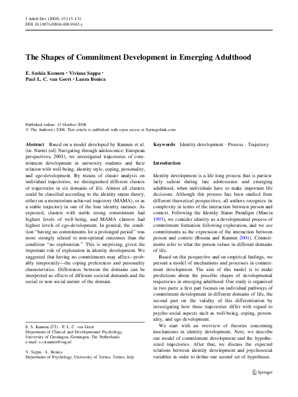 (PDF) The shapes of commitment development in emerging adulthood