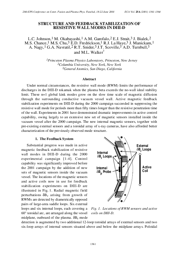 (PDF) Observation and control of resistive wall modes | Ming-Sheng Chu - Academia.edu