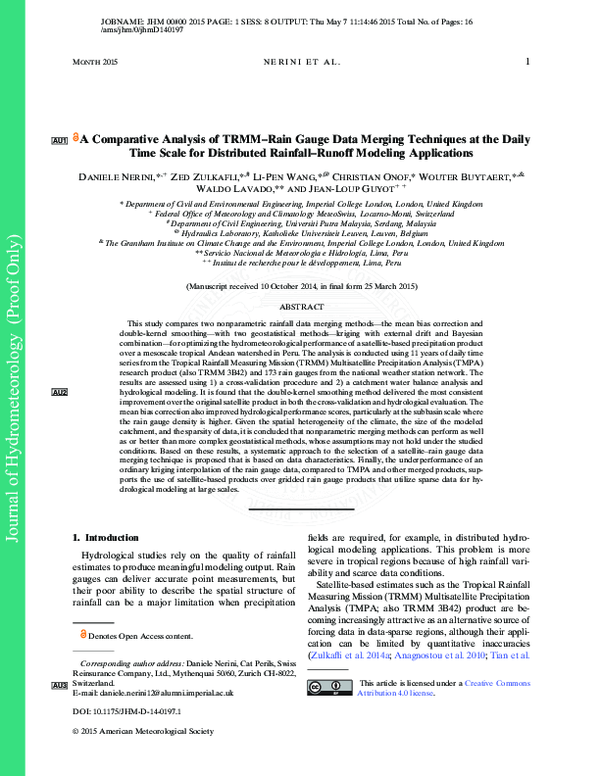 Pdf A Comparative Analysis Of Trmm Rain Gauge Data Merging Techniques At The Daily Time Scale