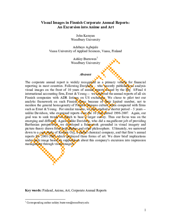 (PDF) Visual Images in Finnish Corporate Annual Reports: An Excursion ...