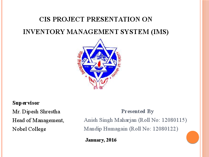 (PPT) Final Year Project on Inventory Management System