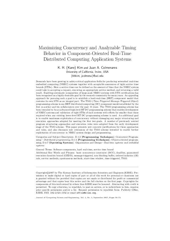 (PDF) Maximizing Concurrency and Analyzable Timing Behavior in Component-Oriented Real-Time ...