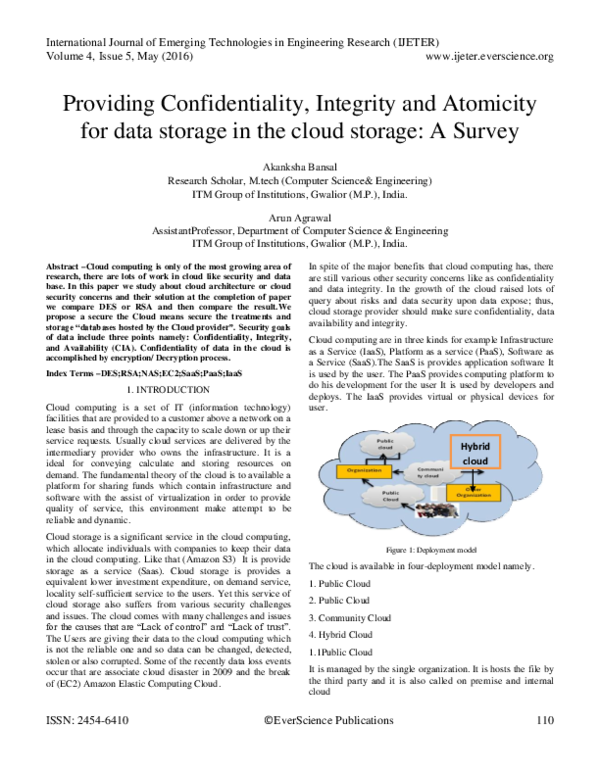 Pdf Providing Confidentiality Integrity And Atomicity For Data