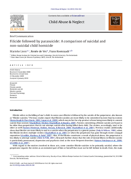 (PDF) Filicide followed by parasuicide: A comparison of suicidal and ...