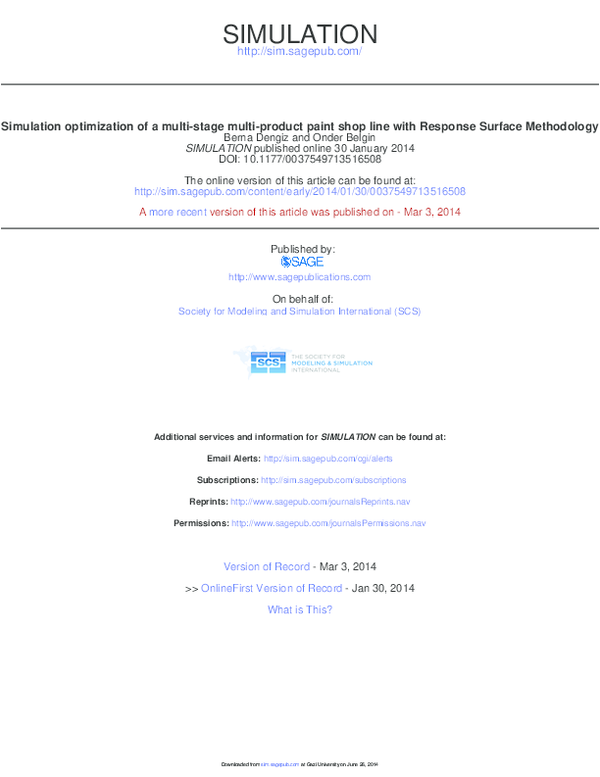(PDF) Simulation optimization of a multi-stage multi-product paint shop line with Response ...