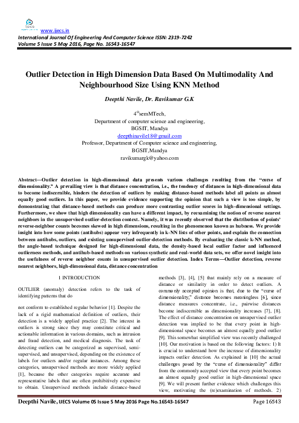 Pdf Outlier Detection In High Dimension Data Based On Multimodality And Neighbourhood Size
