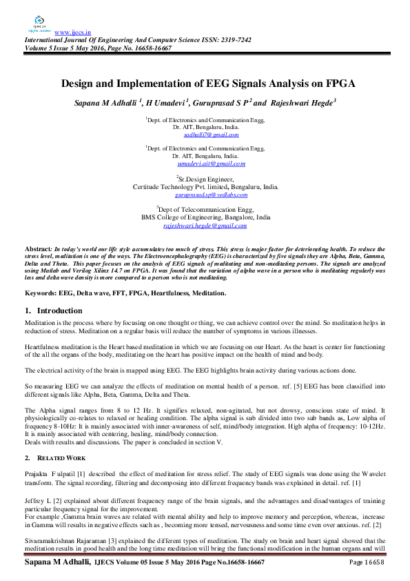 Pdf Design And Implementation Of Eeg Signals Analysis On Fpga