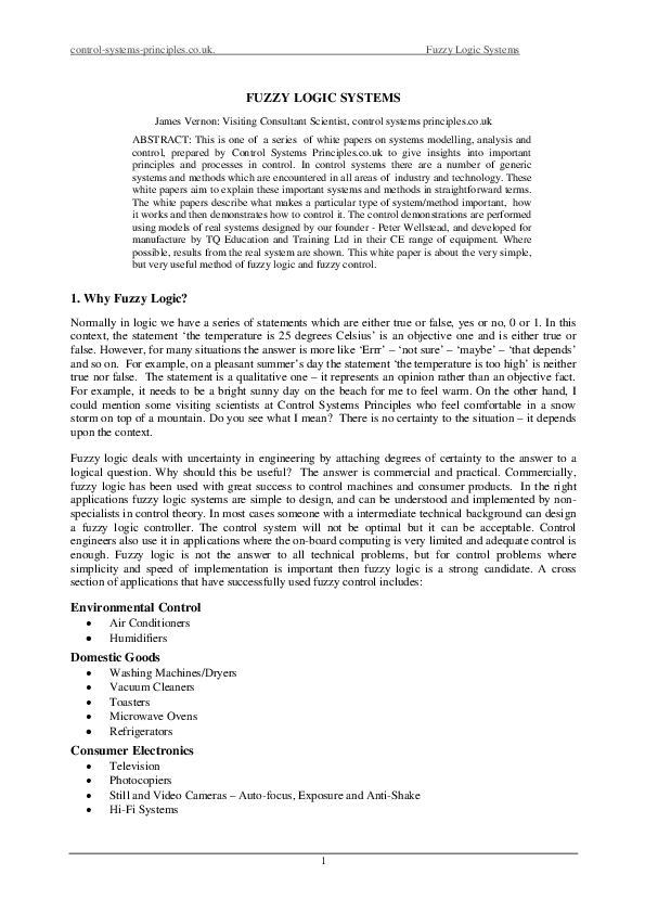 (PDF) FUZZY LOGIC SYSTEMS