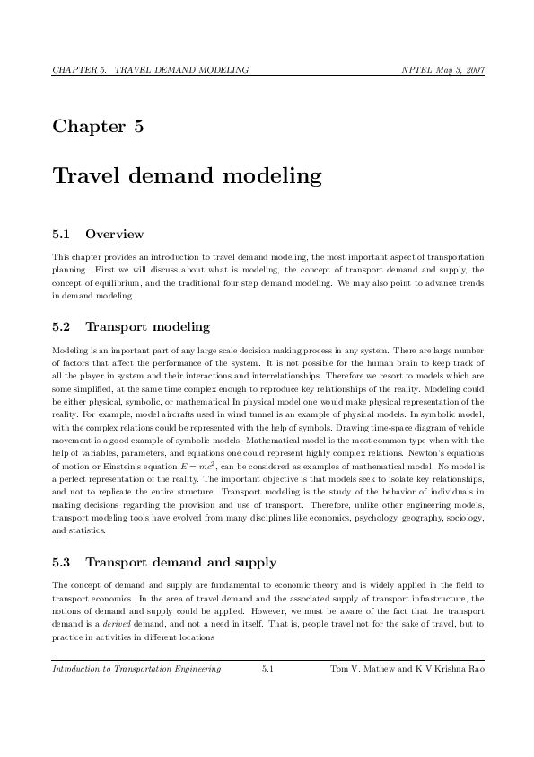 (PDF) Travel demand modeling 5.1 Overview