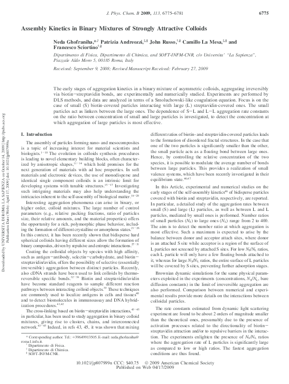 (PDF) Assembly Kinetics in Binary Mixtures of Strongly Attractive Colloids