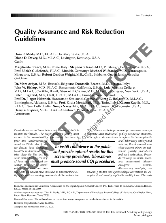 (PDF) Quality Assurance and Risk Reduction Guidelines