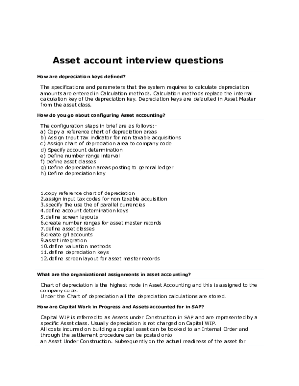 (DOC) Asset acccount interview questions