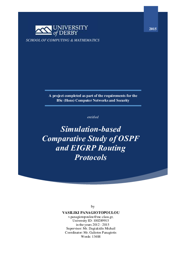 (PDF) Simulation-based Comparative Study of OSPF and EIGRP Routing Protocols