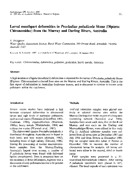 (PDF) Larval mouthpart deformities in Procladius paludicola Skuse ...