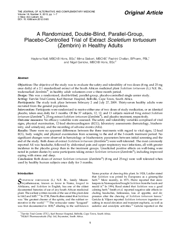 (PDF) A Randomized, Double-Blind, Parallel-Group, Placebo-Controlled ...