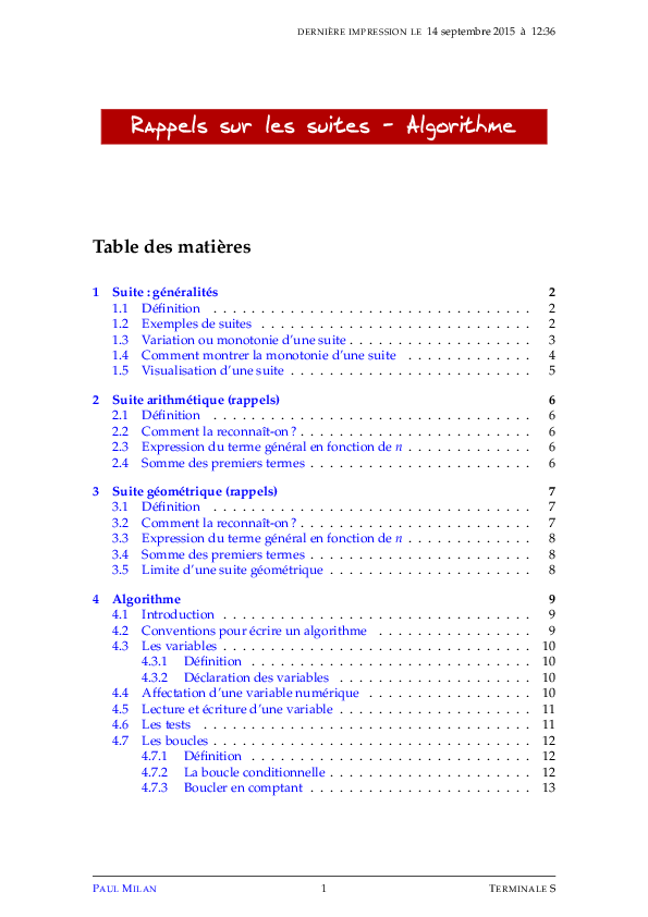 Suites et algorithme et limites